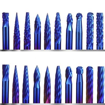 China Anti Stick Carbide Burr Drill Bit 3mm Solid Nano Blue Coated For Plastics Surface for sale