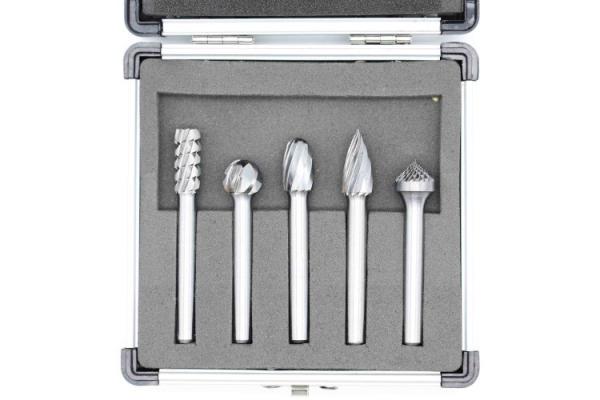 Quality Portable Carbide 5 Piece Rotary Burr Set Aluminum Case Flexible Tooth And Shape Options for sale