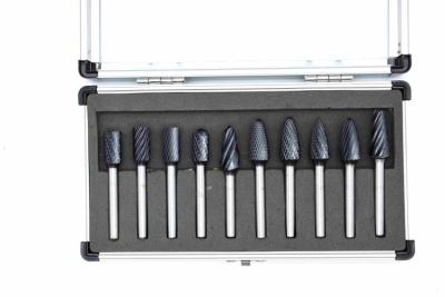 China 10-Piece AlTiN-Coated Multi-Cut Carbide Burr Set for Metalworking in Aluminum Case for sale
