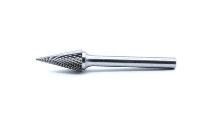China SM-5ZML2 Extended Shank Conical Single Cut Carbide Burr with 12mm Head and 50mm Shank for Angled Surfaces for sale
