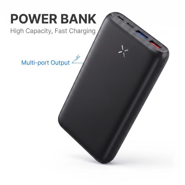 Quality 30000 mAh PD Fast Charging Power Bank, 3‑Input 4‑Output Portable External Battery Charger for sale
