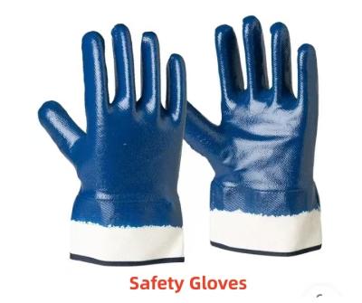 China Heavy Duty  Double Dipped  Nitrile Coating Waterproof Blue  Safety Work Gloves for sale