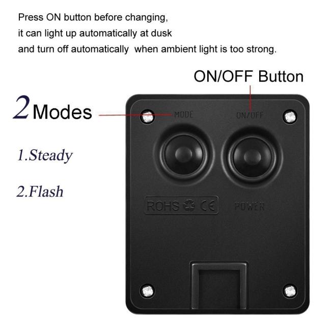 Solar string lights installed in outdoor setting