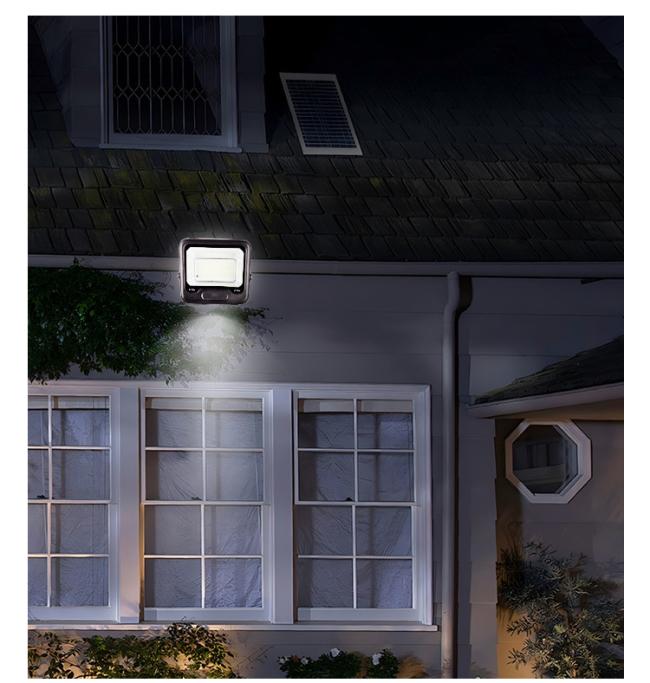 Solar floodlight showing wide illumination coverage