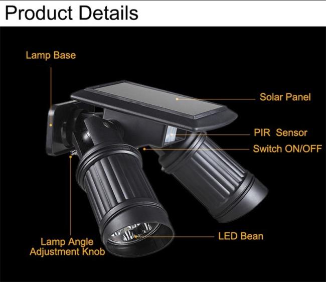 Close-up of COB LED light source in solar spotlight
