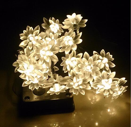 Quality Holiday Decorative Solar String Light with Lotus Design and Solar Power for Outdoor for sale