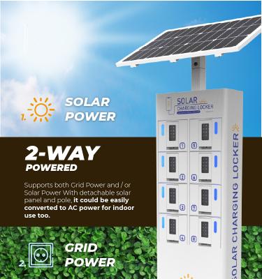 China Solar Powered Mobile Charging Locker Off-grid phone charging kiosk  station outdoor for sale