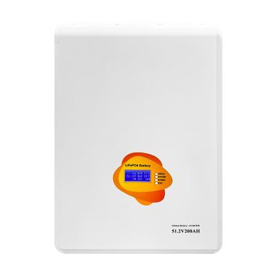 China 51.2V 200Ah 10KWh Wall Mount Lithium Iron Phosphate Battery Home Solar Storage Battery With Smart BMS Touch Screen for sale