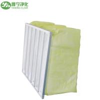 China Yellow F8 HEPA Bag Filter 595x595x600mm with 90% Efficiency at 0.5μm for AHU Systems for sale