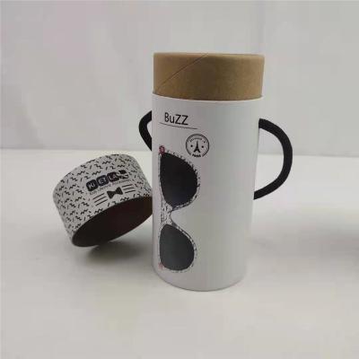 China Round Craft Paper Cylinder Packaging Recyclable Cardboard Tube Gift Box With Handle for sale