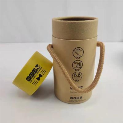 China Round Craft Paper Cylinder Packaging Recyclable Cardboard Tube Gift Box With Handle for sale