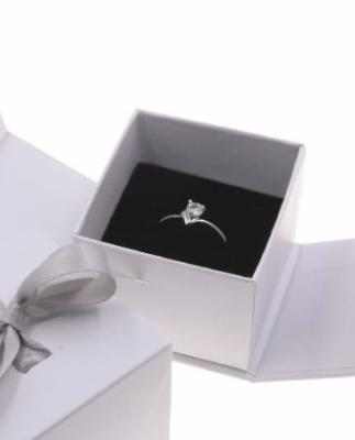 China Small Fancy Paper Wedding Ring Holder Box Jewelry Rigid Cardboard Box With Flap Lid for sale