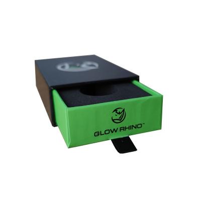 China Green Paper Cardboard Stock Gift Box for Car Keychain Pull Out Drawer Custom EVA Insert for sale