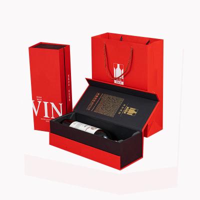 China CMYK Magnetic Book Shape Red Wine Gift Rigid Cardboard Paper Box for Luxury Packaging for sale