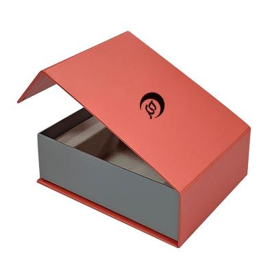 China Varnished Red Book Shape Rectangle Magnetic Gift Box with Flip Top and Magnetic Catch for sale