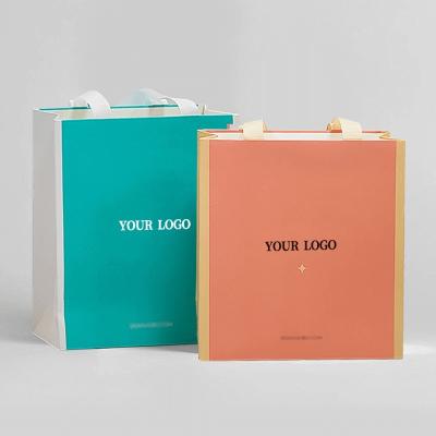 China White Eco Friendly Reusable Shopping Bags Custom Kraft Paper Packaging Bags for sale