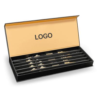 중국 럭셔리 커스텀 로고 검은 종이 보석 포장 상자 팔찌 Pendant 딱딱한 자기 상자 판매용