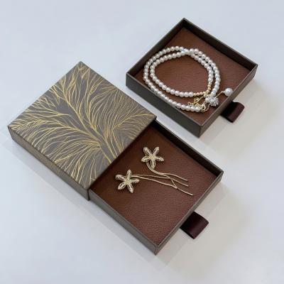 China Custom Logo Eco Friendly Printed Hard Rigid Recycle Style  Paper Packaging Cardboard Drawer box Sliding For Jewellery for sale