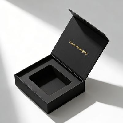 China Premium Custom Logo Luxury Biodegradable Paper Boxes Cardboard Black Rigid Magnetic Gift Box for sale