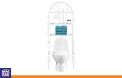 China Space Saving White Toilt Shelf Metal Storage Rack for Home Bathroom Furniture for sale