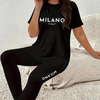 Quality Stylish Black Women Two Piece Outfits 66cm 67cm Summer Two Piece Sets for sale