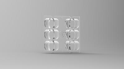 China 50x50mm Square 6in1 Multi-Angle Lens Array PC Plastic LED Optical Lens with 93% Efficiency for sale