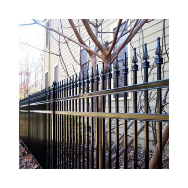 Quality Hot Sale Portable outdoor australian 6 foot black powder coated wrought iron picket metal fence for sale for sale