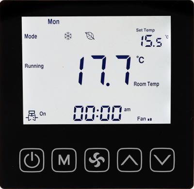 China LCD 65mm * 48mm RS485 IP30 de Eenheidsthermostaat van de Ventilatorrol Te koop