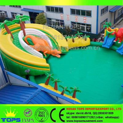 China HENAN TOPS  dinosaur jungle inflatable water park\ inflatable adult swimming pool for sale
