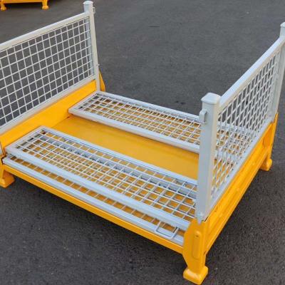 China High Durability Industrial Warehouse Grid Storage Metal Pallet Box In Multiple Colors for sale