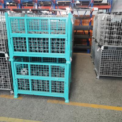 China Caixa metálica empilhável, dobrável e personalizada para armazém, industrial, resistente, para serviço pesado, caixa de material em grade à venda
