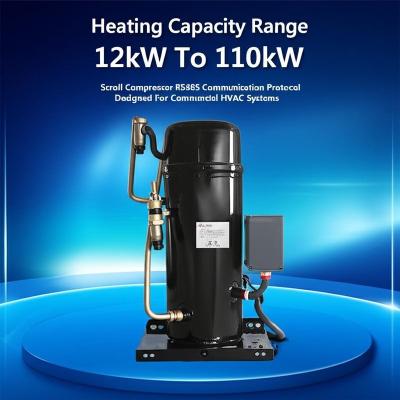 China Heating Capacity Range 12kW To 110kW Scroll Compressor RS485 Communication Protocol Designed For Commercial HVAC Systems for sale