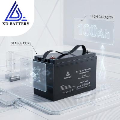 China 12V 100Ah Lightweight LiFePO4 Deep Cycle Caravan Battery 4000 Cycles Maintenance-Free Design for sale