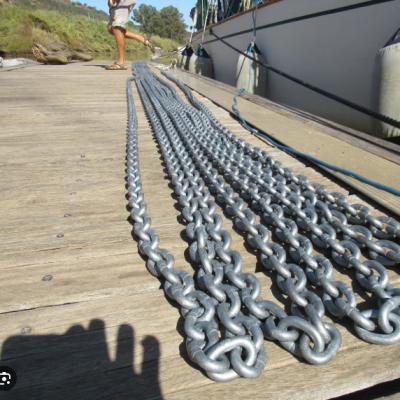 China 40mm Boat Anchor And Chain Grade 3 Spray Paint Stud Link for sale