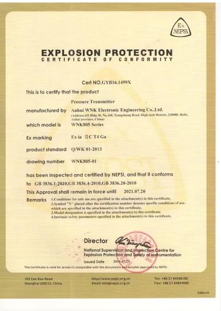 Explosion Protection Certificate of Conformity - Hefei WNK Smart Technology Co.,Ltd