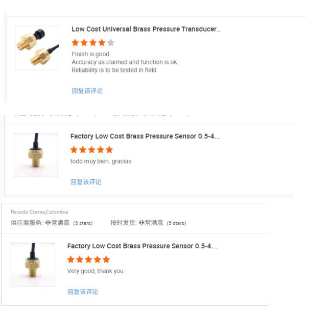 High Specific Performance Hvac 0.5-4.5V Brass Water Pressure Sensor For Air Gas