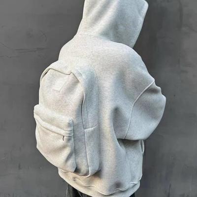 China Oversized Heavy Cotton Blank Hoodies Zip Up Backpack Design OEM ODM for sale