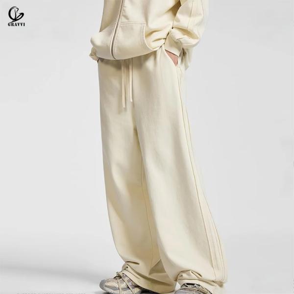 Quality Heavyweight Men Sweatpants Cotton French Terry Oversized Flared Baggy Sweatpants for sale