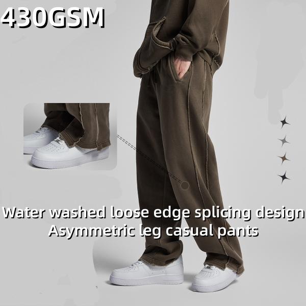 Quality Heavyweight Streetwear Trackpants 420GSM Wide Leg Sweatpants Vintage Acid Wash for sale