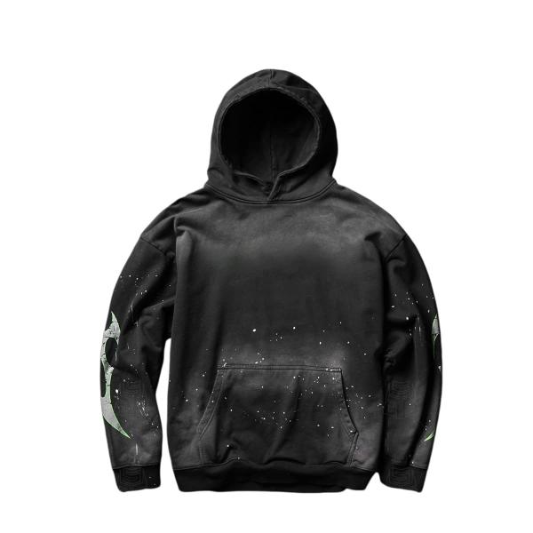 Quality Black Custom Vintage Sweatshirts Acid Wash Oversized Dropped Shoulder Hoodie for sale
