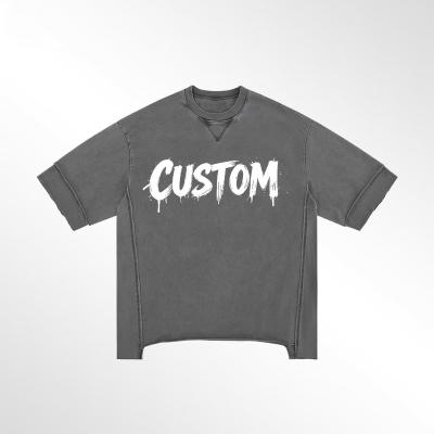 China Grey Oversized Shirt Men Heavyweight Vintage Acid Wash Summer Shirt for sale