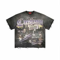 Quality Custom Vintage Wash Distressed T-Shirt for Streetwear Brands for sale