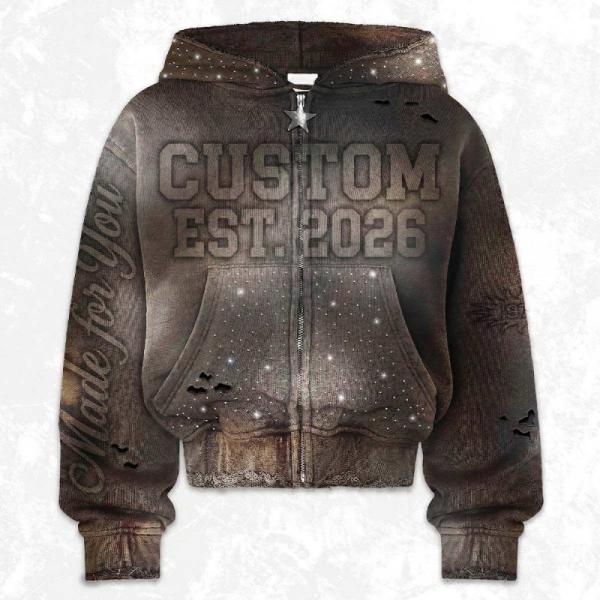 Quality Custom Oversized Vintage Wash Rhinestone Mens Hoodie B2B Vendor for sale