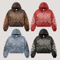 Quality Custom Vintage Wash Distressed Heavyweight Mens Hoodie 450GSM Boxy Fit for sale