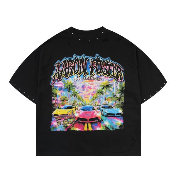 Quality Custom Oversized Boxy Fit T Shirt Distressed Graphic Streetwear OEM   for sale