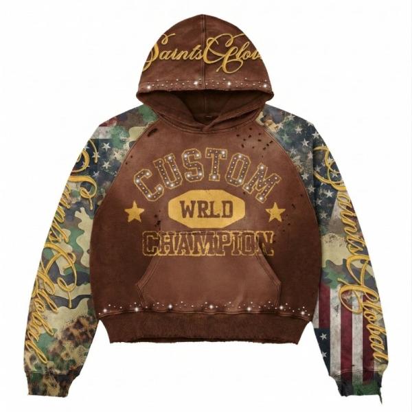 Quality OEM Custom Heavyweight Wash Graphic Cropped Boxy Hoodie Vendor for sale