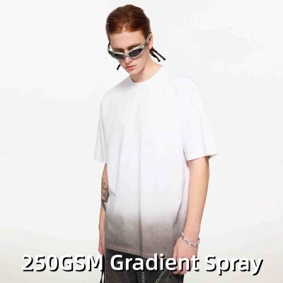China Vintage Oversized Graphic T Shirts Acid Wash Distressed Spray Dye Gradient Color for sale