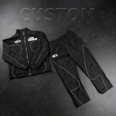 China Custom Puff Print Zip Up Track Jacket Contrast Piping Streetwear for sale
