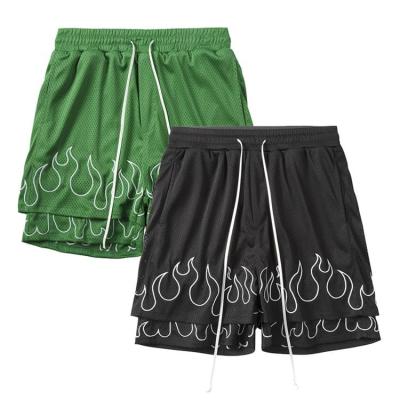 China Custom Flame Print Mesh Shorts Wholesale Streetwear Clothing for sale