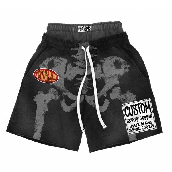 Quality Custom Distressed Skeleton Bone Sweatshorts Vintage Streetwear for sale